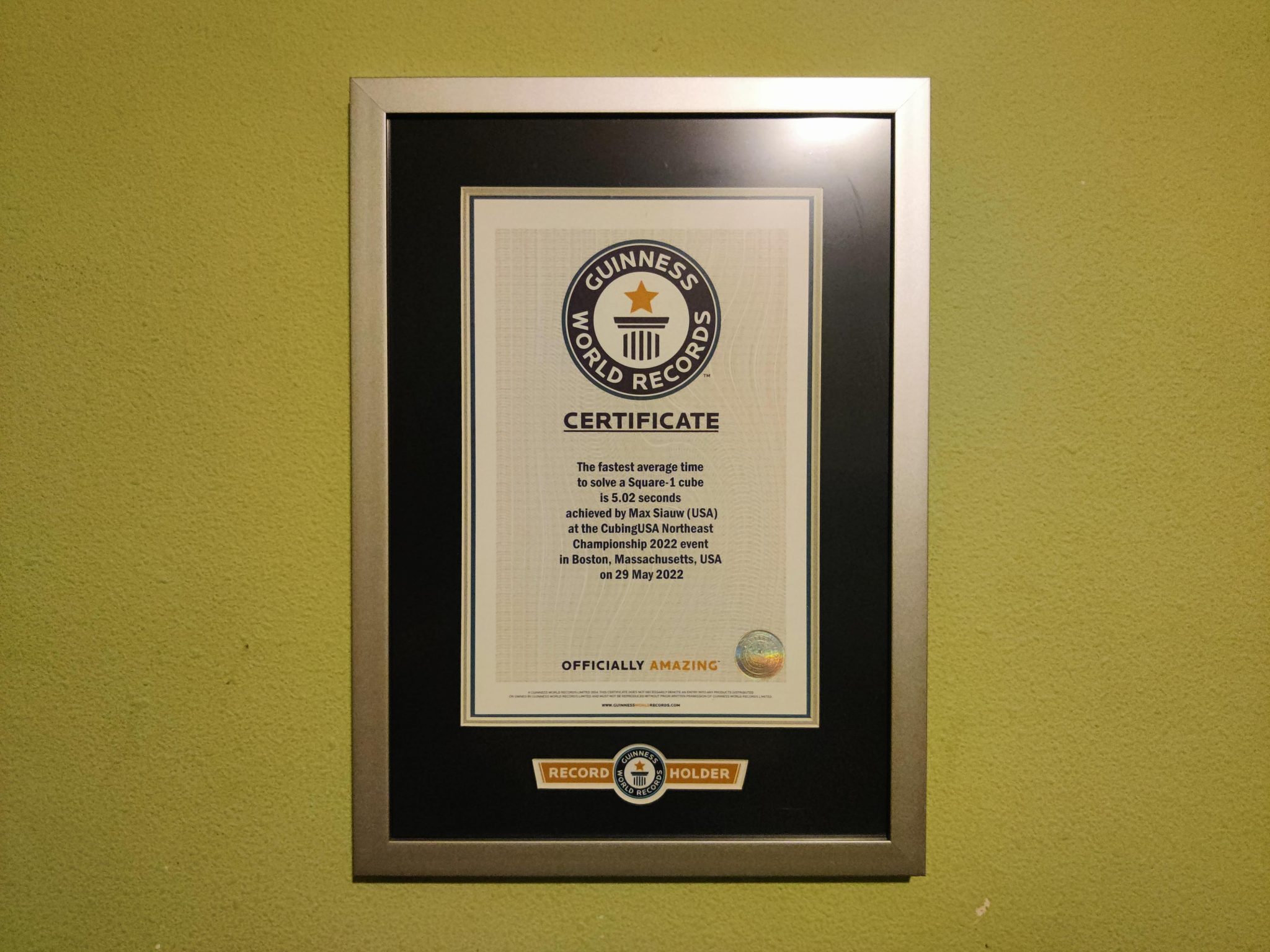 Guinness World Record Certificate! – Max Siauw